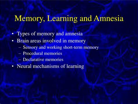 Ppt Memory Learning And Amnesia Powerpoint Presentation Free Download Id1721523