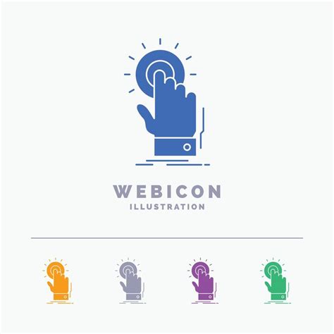 Touch Click Hand On Start 5 Color Glyph Web Icon Template Isolated On White Vector