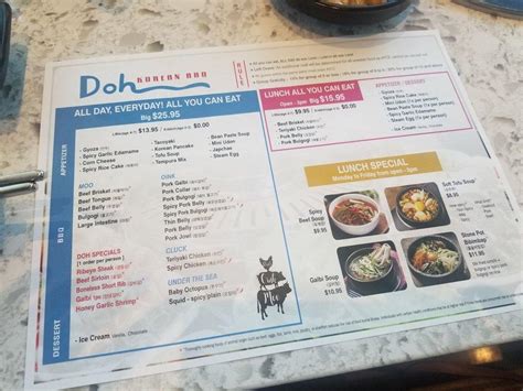 Menu At Doh Korean Bbq Las Vegas S Maryland Pkwy Suite 2