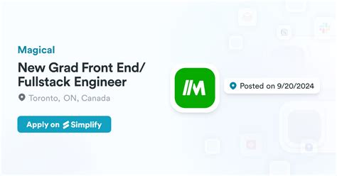New Grad Front Endfullstack Engineer Magical Simplify Jobs