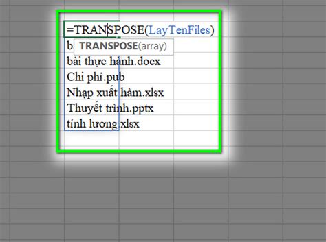 Lấy Danh Sách Tên Files Trong Thư Mục Folder Mà Không Cần VBA