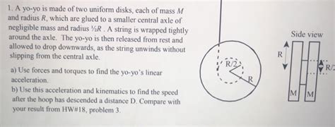 solved side view 1 a yo yo is made of two uniform disks