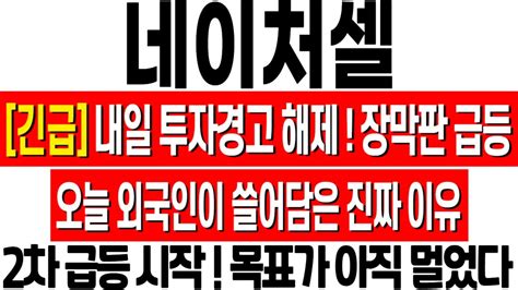 네이처셀 주가 전망 내일 투자경고 해제 오늘 급등한 진짜 이유 2차 파동 시작된다 네이처셀 주식 분석 네이처셀 조인트스템 줄기세포 네이처셀 강경윤 라정찬