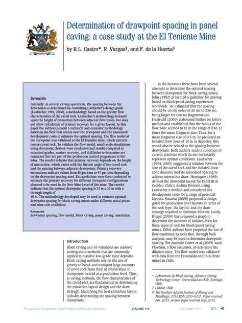 Drawpoint Spacing At Panel Caving Pdf Pdf Mining Simulation