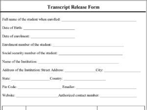 Transcript Release Form Editable PDF Forms