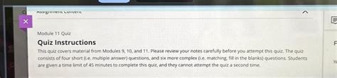 Module 11 Quiz Quiz Instructions This Quiz Covers Chegg Com