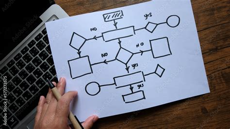 Diagram Flowchart Concept Project Business On Laptop Background Stock Photo Adobe Stock