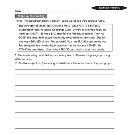 3rd Grade Writing Worksheets Strengthen Writing Skills Made By Teachers