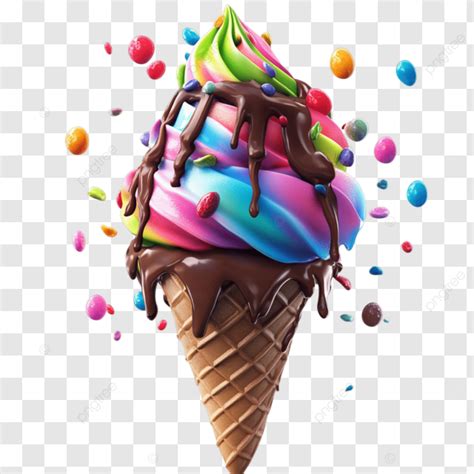 사탕 토핑을 곁들인 무지개 소용돌이 아이스크림 아이스크림 와플 콘 초콜릿 이슬비 Png 일러스트 및 이미지 에 대한 무료 다운로드 Pngtree