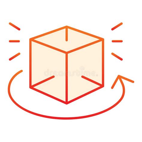 Cube 360 Degrees Rotate Flat Icon Cube Rotation Orange Icons In Trendy Flat Style Stock Vector