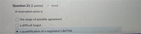 Solved Question 21 2 ﻿points ﻿saveda Reservation Price