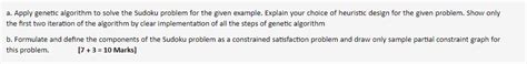 Solved A Apply Genetic Algorithm To Solve The Sudoku