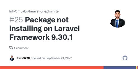 package not installing on laravel framework 9 30 1 · issue 25