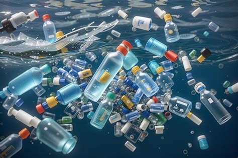 Premium Ai Image Plastic Bottles And Microplastics Floating In The Ocean