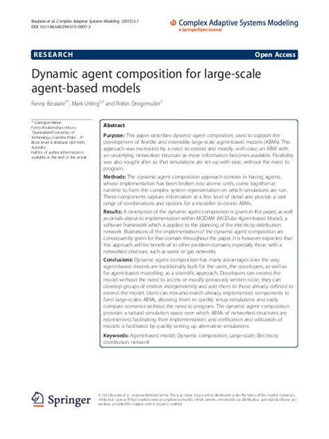 pdf dynamic agent composition for large scale agent based models