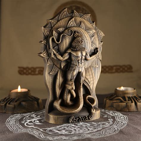 Wooden Abraxas Statue Head Of Heaven And Aeons Art Carving Shop