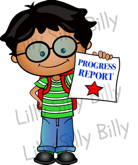 Progress Report Time Clipart Black And White And Color Small Etsy