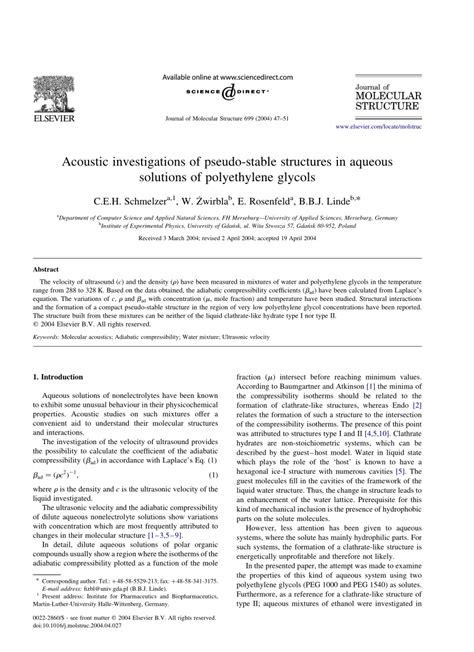 Pdf Acoustic Investigations Of Pseudo Stable Structures In Aqueous Solutions Of Polyethylene Pdf Acoustic Investigations Of Pseudo Stable Structures In Aqueous Solutions Of Polyethylene