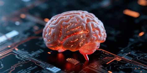 Glowing Brain With Neural Connections On Futuristic Circuit Board Symbolizing Ai Technology