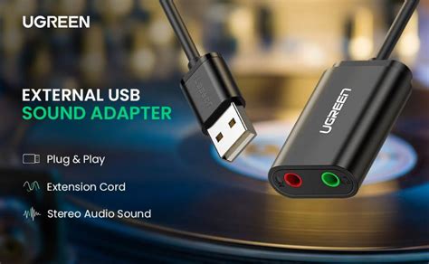 Ugreen Usb Audio Adapter External Stereo Sound Card With Mm Headphone And Microphone Jack