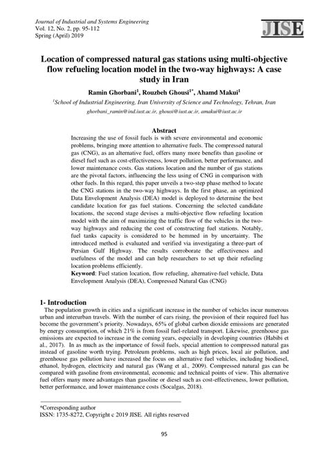 Pdf Location Of Compressed Natural Gas Stations Using Multi Objective Flow Refueling Location