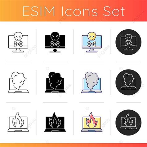 Computer Crash Icons Set Isolated Crash Diagnostics Vector Isolated Crash Diagnostics PNG And