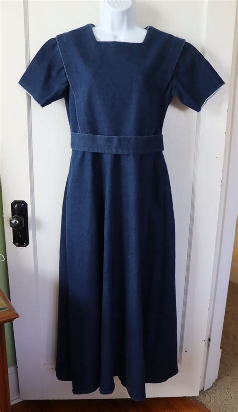 Long Denim Dress With Full Skirt Handmade Amish Sty Gem