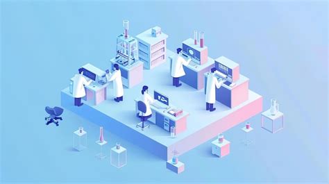 Isometric Illustration Of A Laboratory With Scientists Working On Experiments Premium Ai
