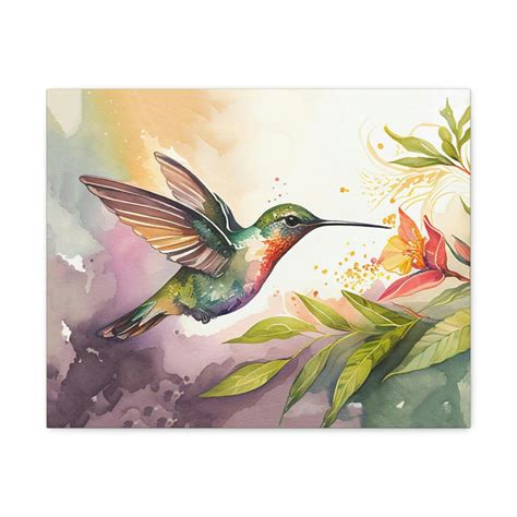 Hummingbird Watercolor Canvas Print Hummingbird T Hummingbird