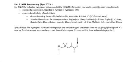 Solved Part 2 NMR Spectroscopy 8 Pts TOTAL For ONLY The Chegg Com