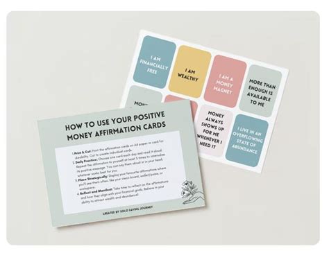 Printable Money Affirmation Cards 40 Financial Wealth Flashcards Pdf