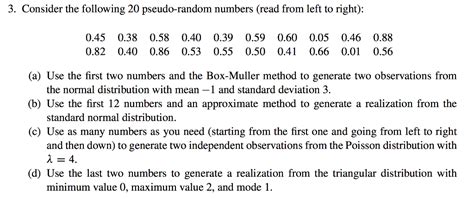 Solved 3 Consider The Following 20 Pseudo Random Numbers