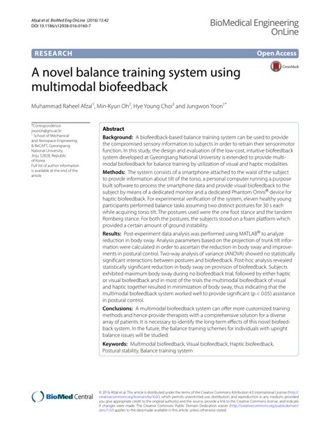 Pdf A Novel Balance Training System Using Multimodal Biofeedback