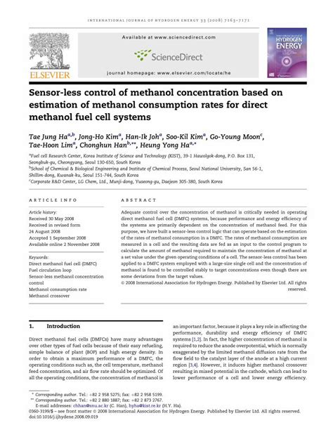 Pdf Sensor Less Control Of Methanol Concentration Based On Estimation