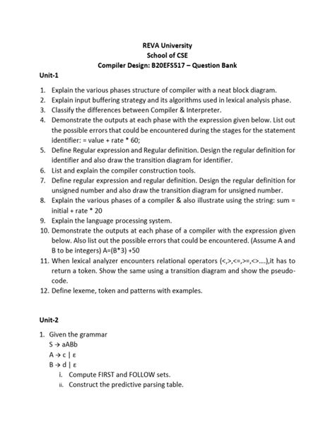 Compiler Design Qb Pdf Parsing Computing