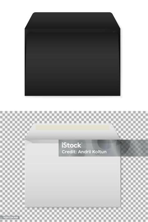 흑인과 백인 C6 종이 빈 봉투 흰색 배경에 고립의 벡터 모형 수평 우표 덮개를 열 서식 파일 기업 아이덴티티 디자인을 위한 3d 그림 3차원 형태에 대한 스톡 벡터 아트