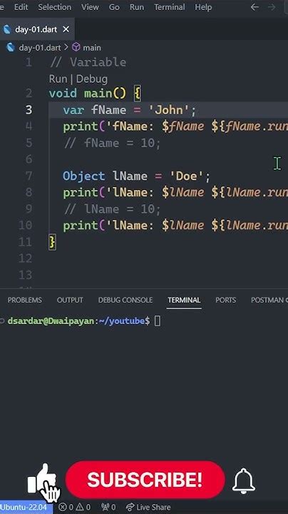 Variables In Dart Programming Part 01 Youtube