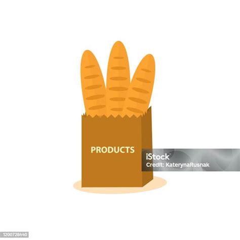 종이 봉투에 담긴 빵 종이 패키지에 덩어리 바게트 평면 디자인 벡터 가방에 대한 스톡 벡터 아트 및 기타 이미지 가방 갈색