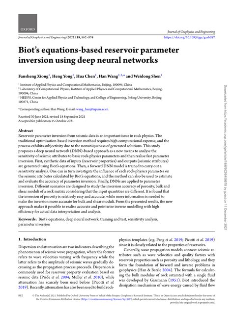 Pdf Biots Equations Based Reservoir Parameter Inversion Using Deep Neural Networks