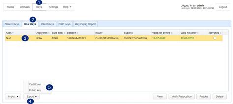 exporting a host key