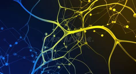 Abstract Neural Network Visualization Blue And Yellow Glowing
