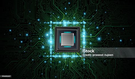 Cpu Chip On Motherboard Central Computer Processors Cpu Concept Quantum Computer Large Data