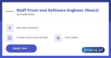 Oferta Pracy Staff Front End Software Engineer React Software Mind
