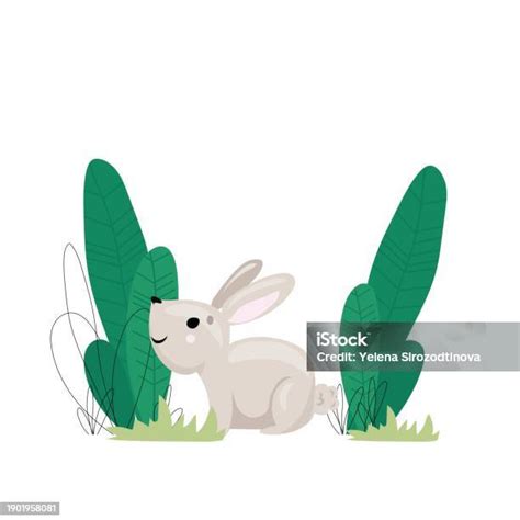 벡터 손으로 그린 어린이 일러스트 인쇄 흰색 배경에 평평한 스타일에 귀여운 토끼와 카드 공휴일에 대한 스톡 벡터 아트 및 기타 이미지 Istock