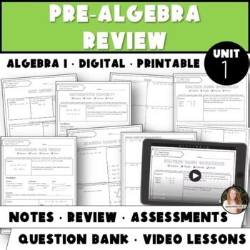 Pre Algebra Review Algebra 1 Curriculum Unit 1 Bundle By Lauren Fulton