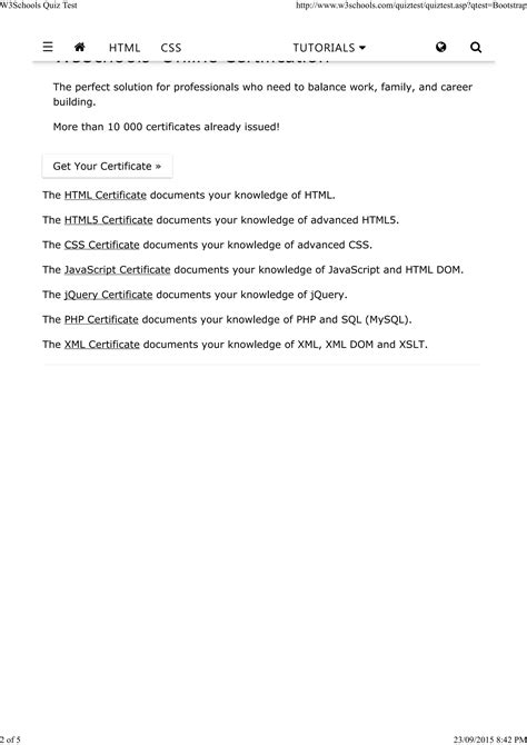 W3schools Quiz Test Pdf