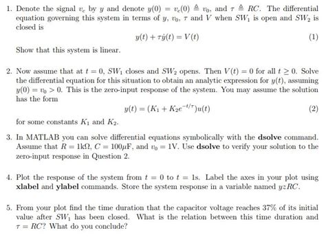 Solved 3 Response Of A Continuous Time System RC Circuit Chegg Com