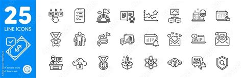 Outline Icons Set Accounting Confirmed Mail And Online Documentation