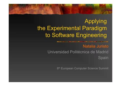 [ppt] Applying The Experimental Paradigm To Software Engineering Natalia Powerpoint
