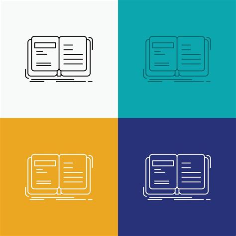 Author Book Open Story Storytelling Icon Over Various Background Line Style Design